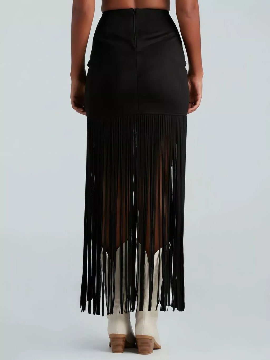 Women's Suede Fringe Skirt - Western Boho Midi Skirt | Sarah Express