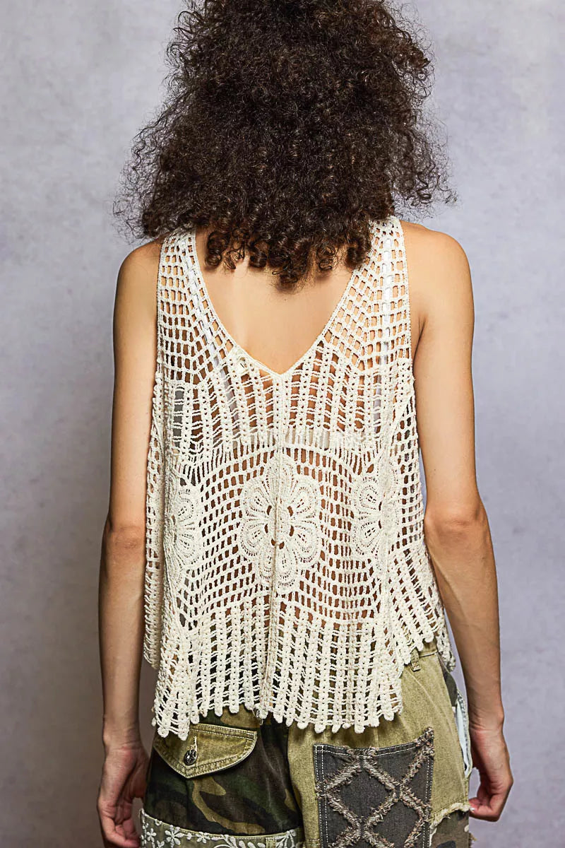 Women's Openwork V-Neck Crochet Tank Top | Sarah Express